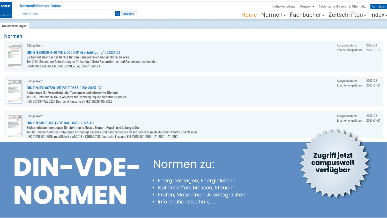 New: Access to DIN-VDE standards campus-wide possible | ubLOG